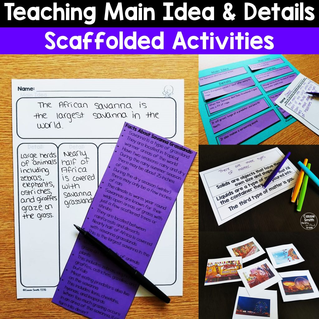 Main Idea and Details Scaffolded Activities - Thrifty in Third Grade