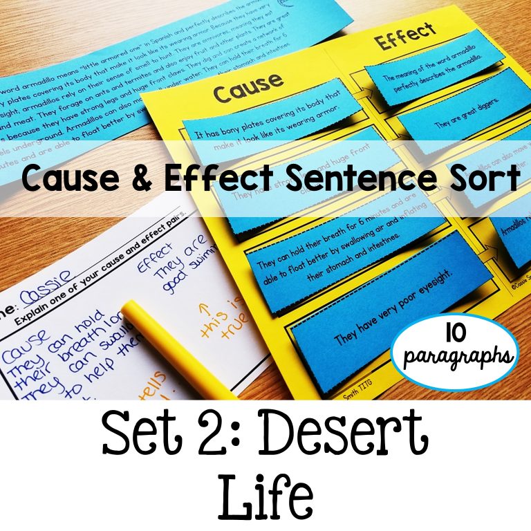 Cause and Effect Sentence Sort -SET 2 - Thrifty in Third Grade