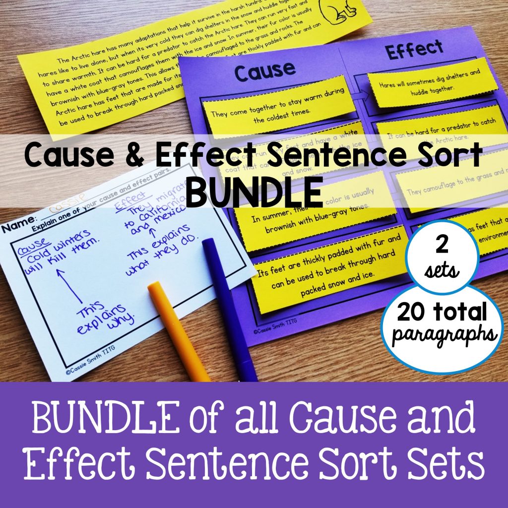 Cause and Effect Sentence Sort BUNDLE - Thrifty in Third Grade