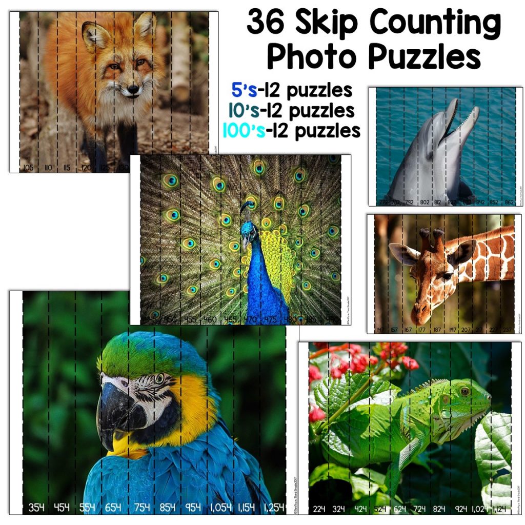 Skip Counting Photo Puzzles (5's, 10's, 100's) - Thrifty in Third Grade