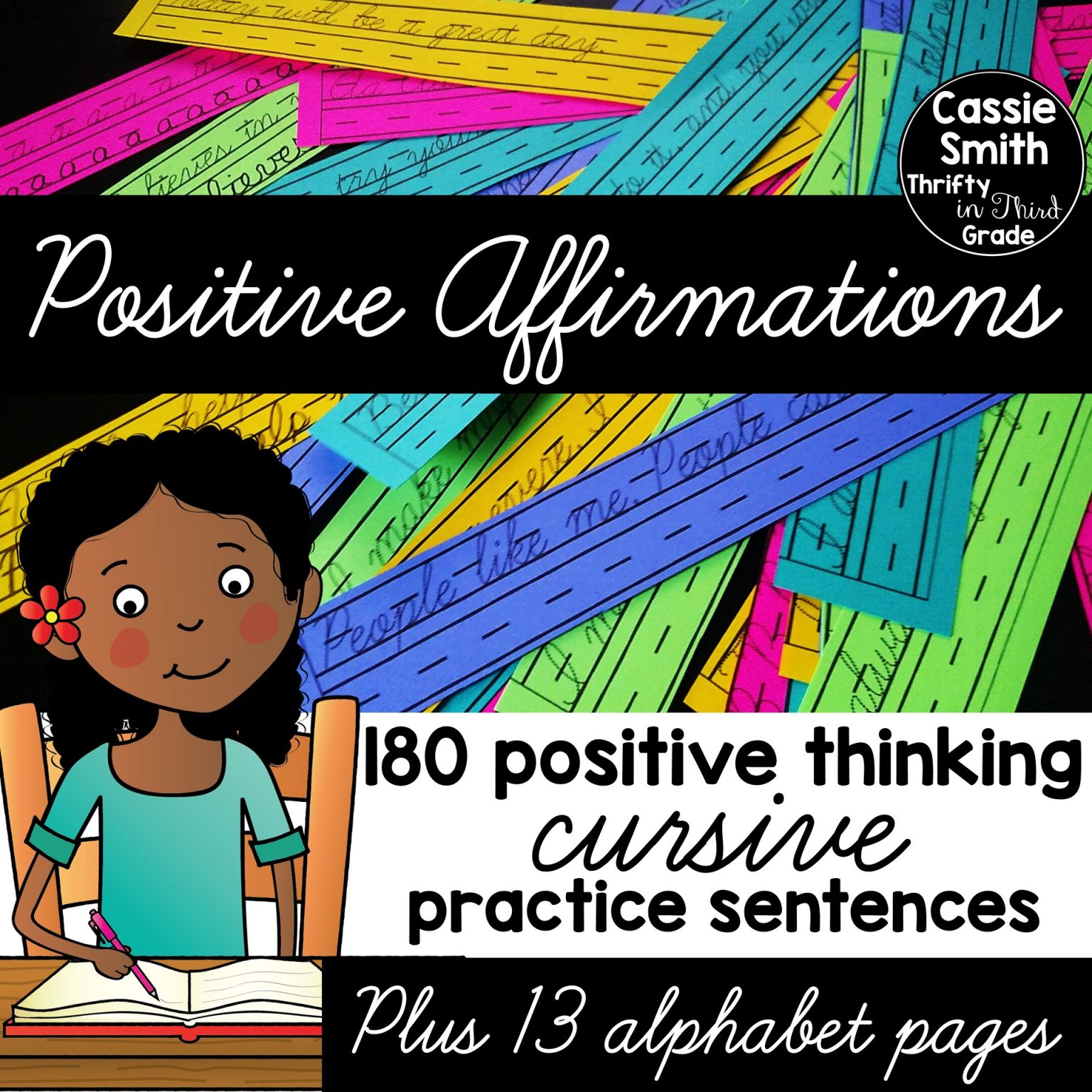 Positive Affirmations -180 Encouraging Cursive Handwriting Practice ...