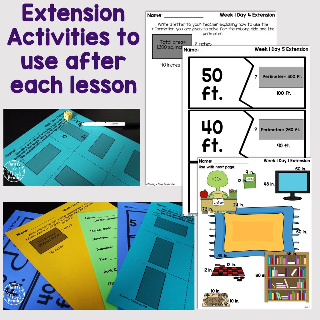 4th Grade Guided Math -Unit 14 Perimeter and Area - Thrifty in Third Grade