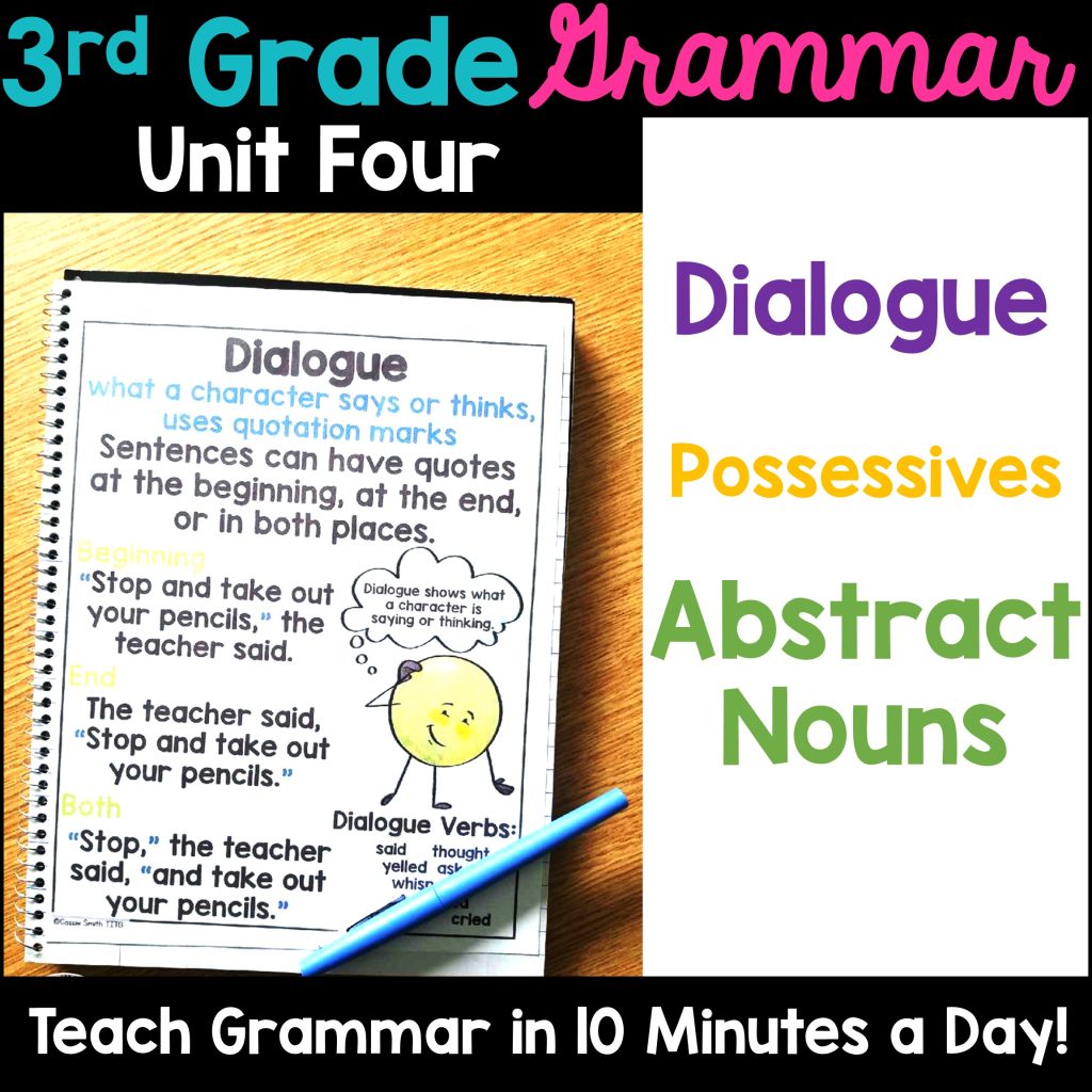 3rd Grade Grammar Worksheets: Abstract Nouns Possessives Dialogue -L.3. ...