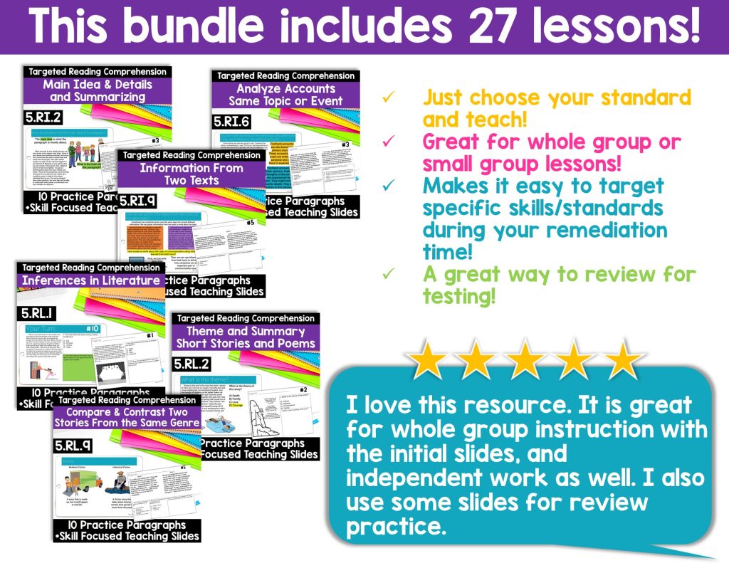 5th Grade Reading Comprehension Lessons -Google Classroom & Print ...