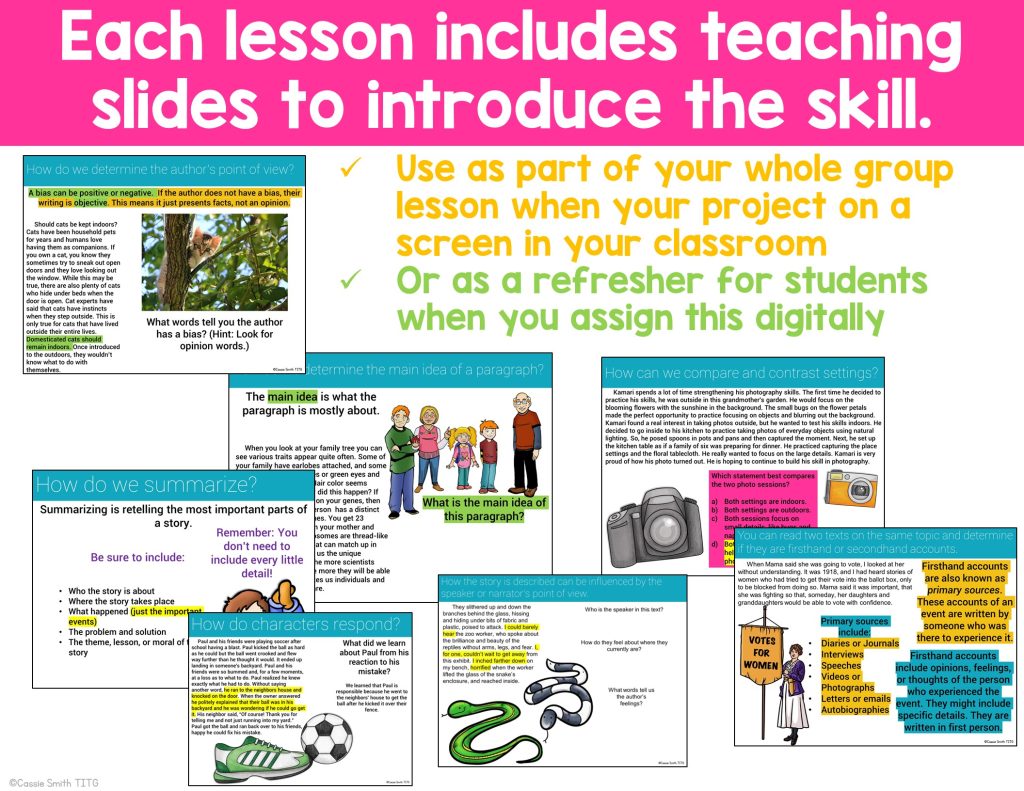 5th Grade Reading Comprehension Lessons -Google Classroom & Print ...