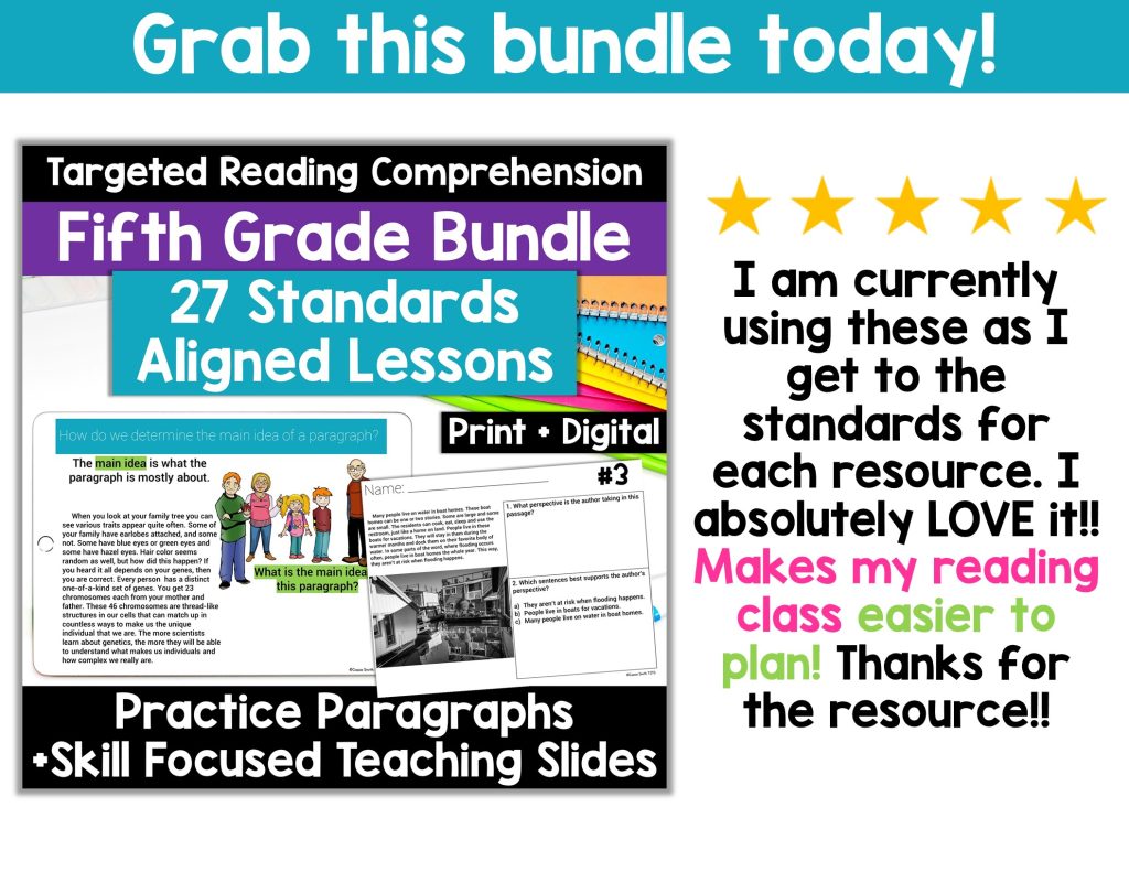5th Grade Reading Comprehension Lessons -Google Classroom & Print ...