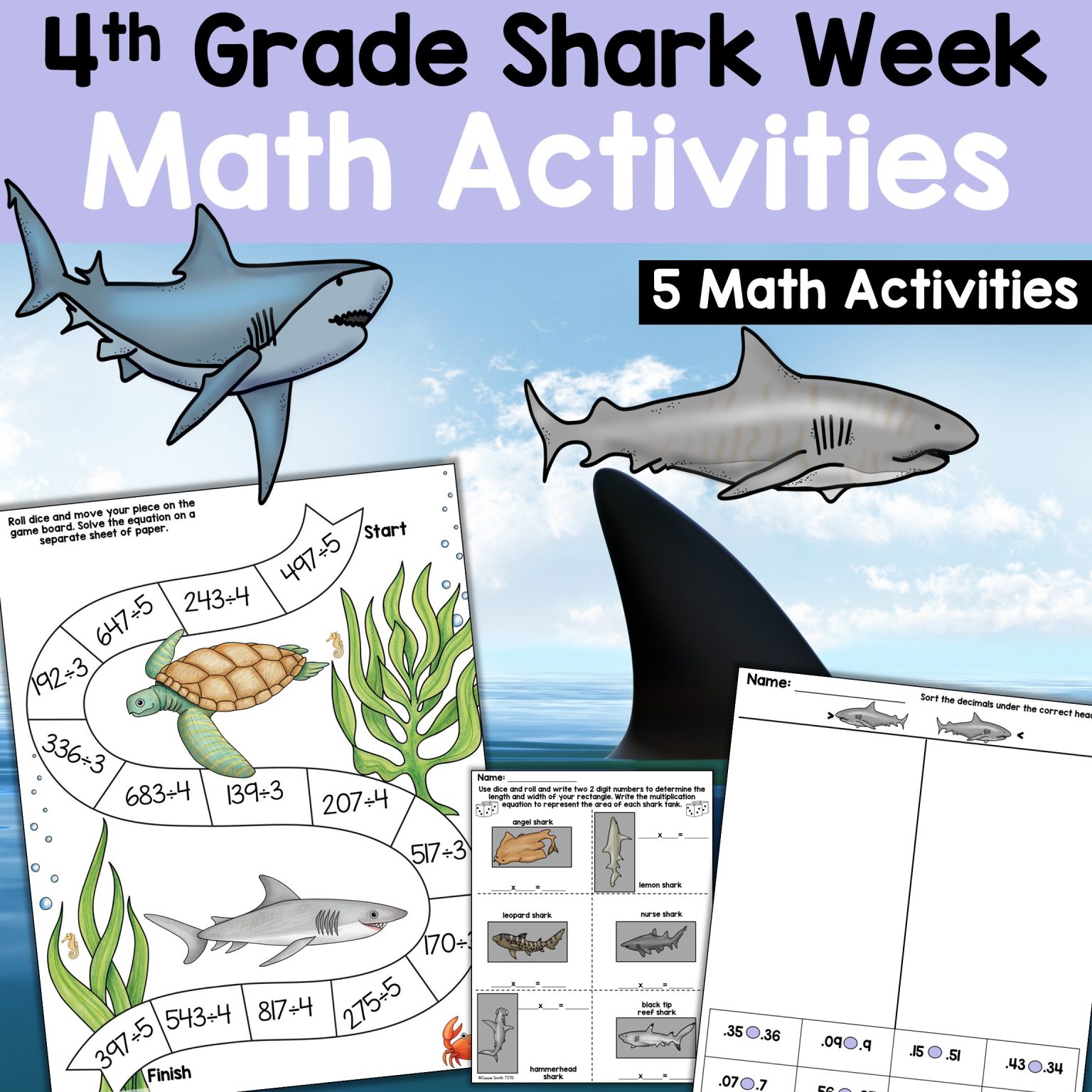 4th Grade Shark Week Math Activities - Thrifty in Third Grade