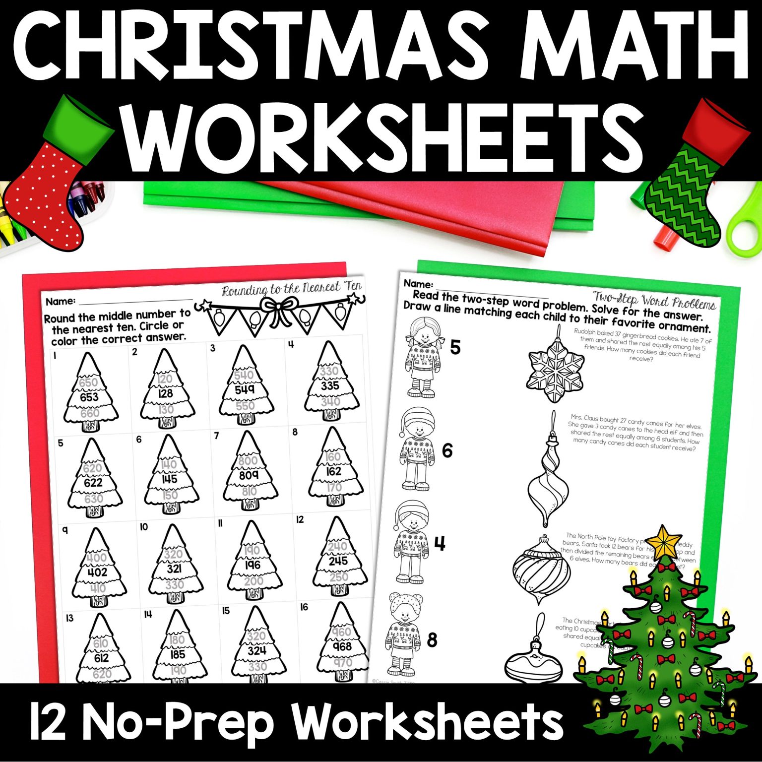 Christmas Math Worksheets No Prep Multiplication Division Addition ...