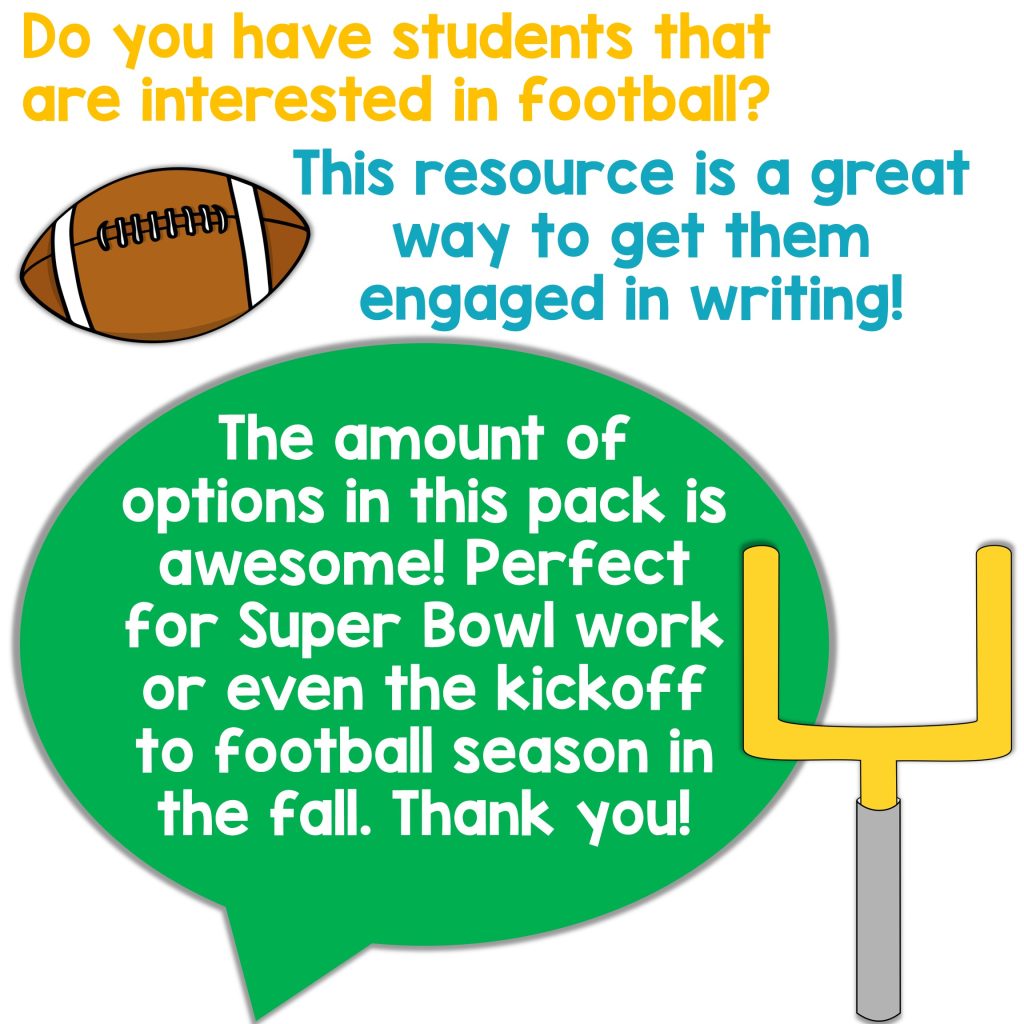 Football Themed Writing Prompts Opinion - Narratives - Informational ...