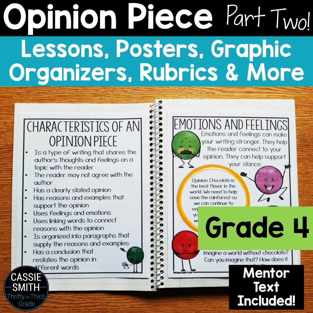 4th Grade Advanced Opinion Piece Writing Unit {W.4.1.C, W.4.1.D ...