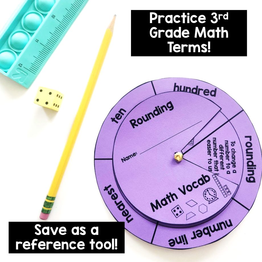 3rd Grade Math Vocabulary Wheels for Vocabulary Practice and Review ...