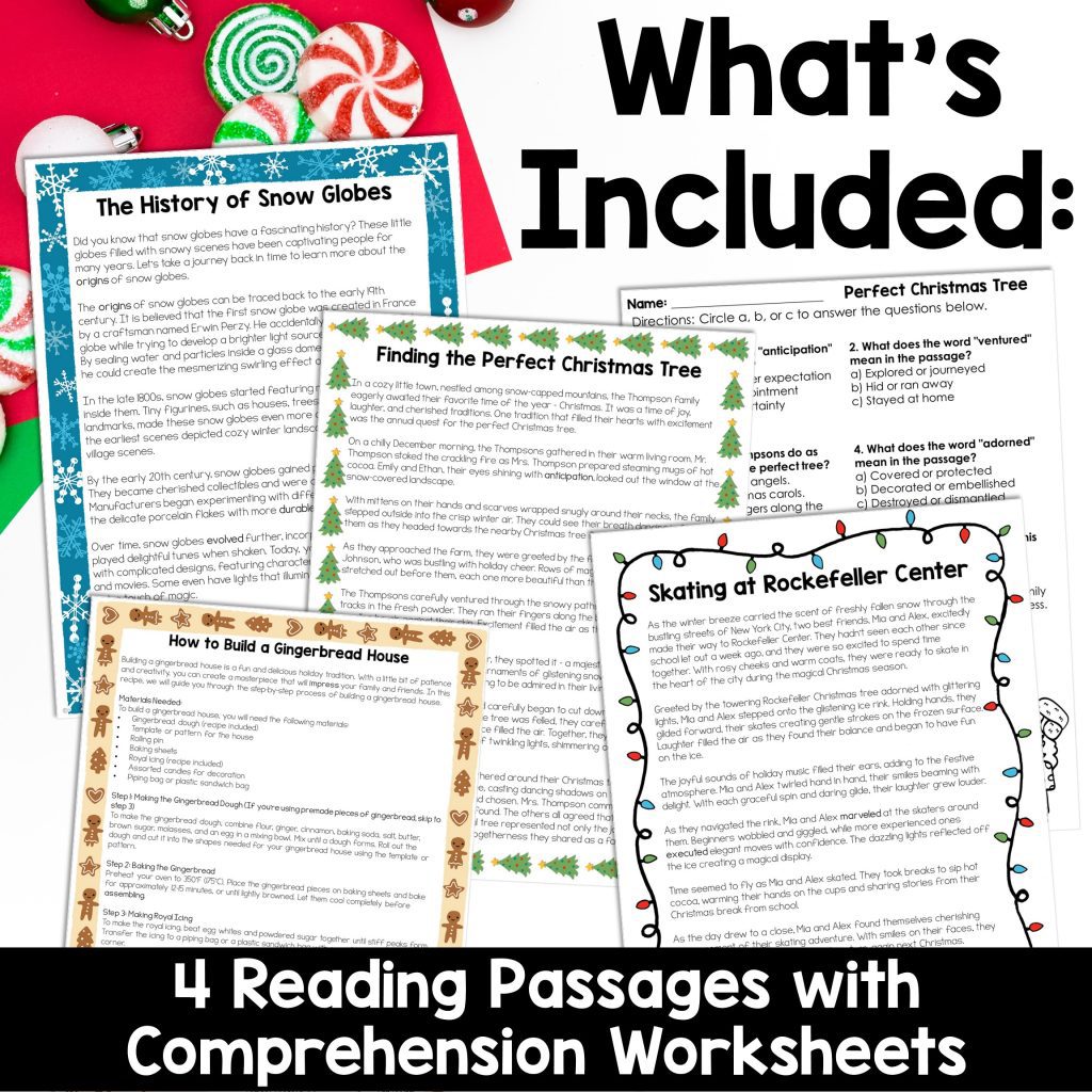 Christmas ELA Worksheets No Prep Reading Comprehension Writing Prompts ...