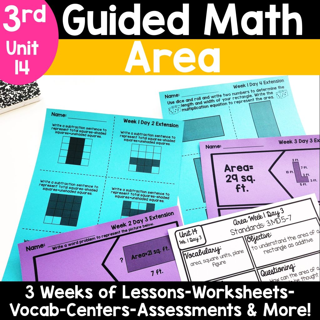 3rd Grade Guided Math -Unit 14 Area - Thrifty in Third Grade