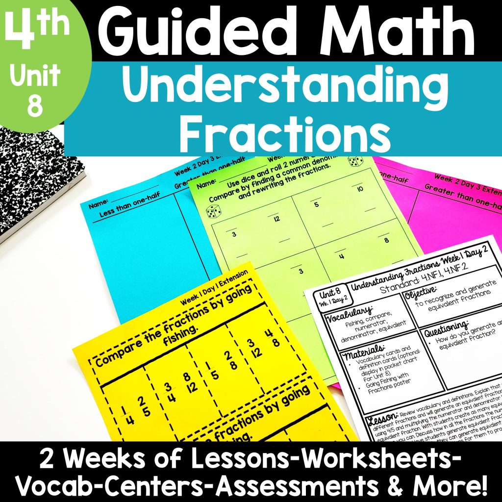 4th Grade Guided Math -Unit 8 Understanding Fractions - Thrifty in ...