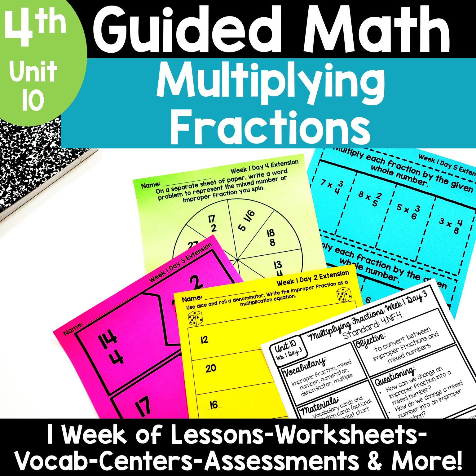 4th Grade Guided Math -Unit 10 Multiplying Fractions - Thrifty in Third ...