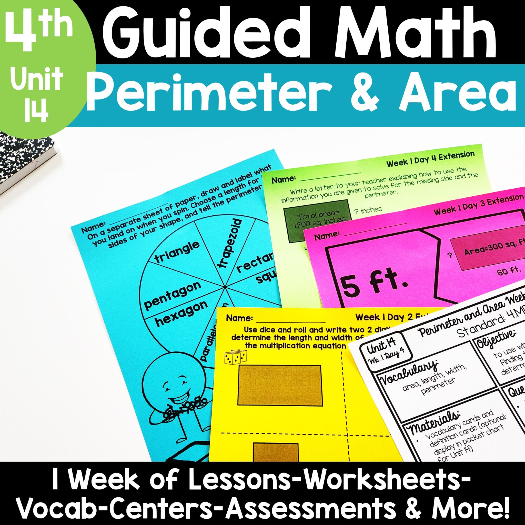 4th Grade Guided Math -Unit 14 Perimeter and Area - Thrifty in Third Grade