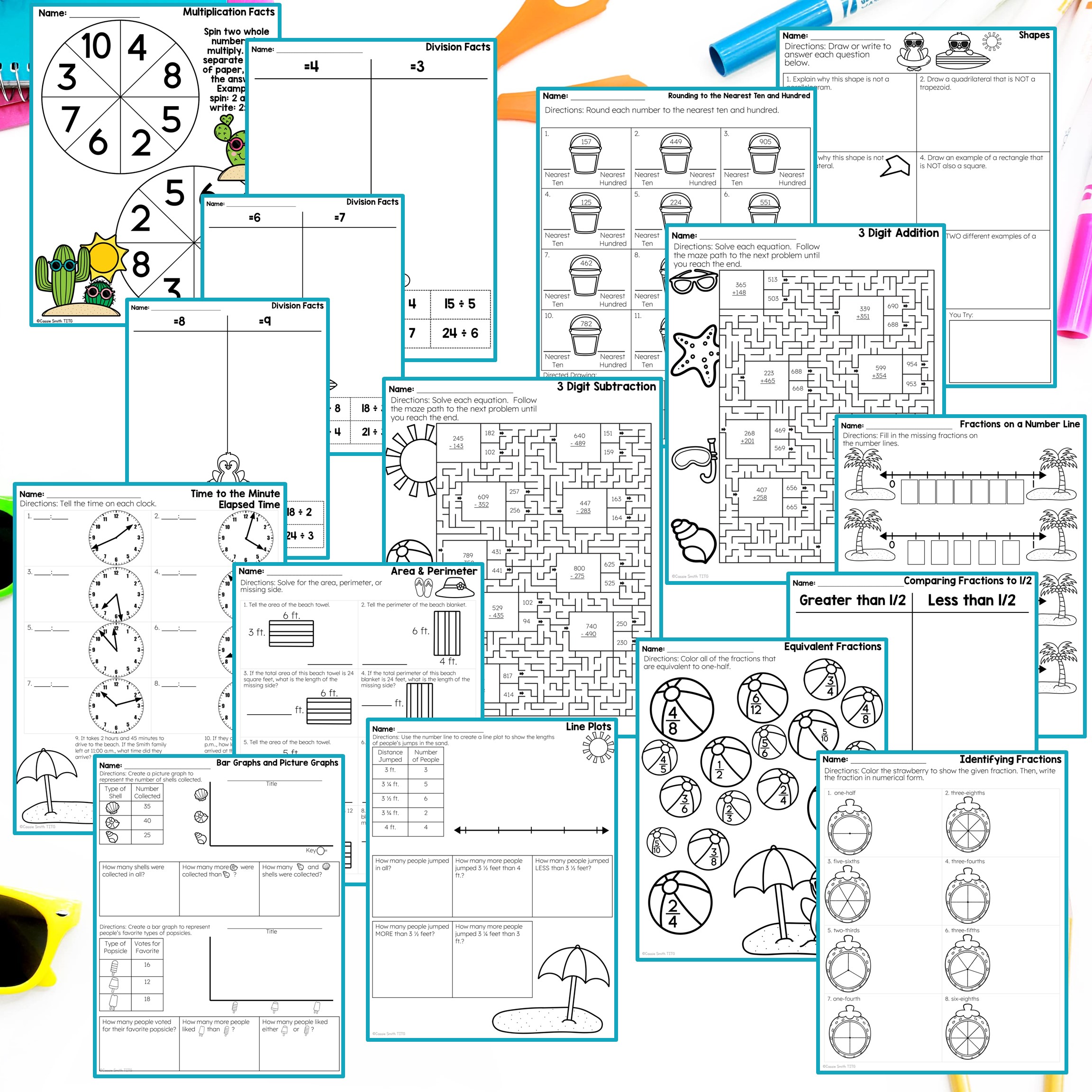 3rd Grade Math Review Worksheets - Thrifty in Third Grade
