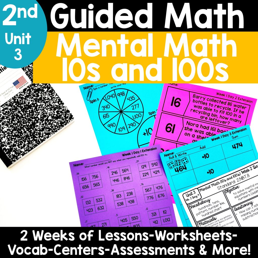 2nd Grade Guided Math -Unit 3 Mental Math 10s and 100s - Thrifty in ...