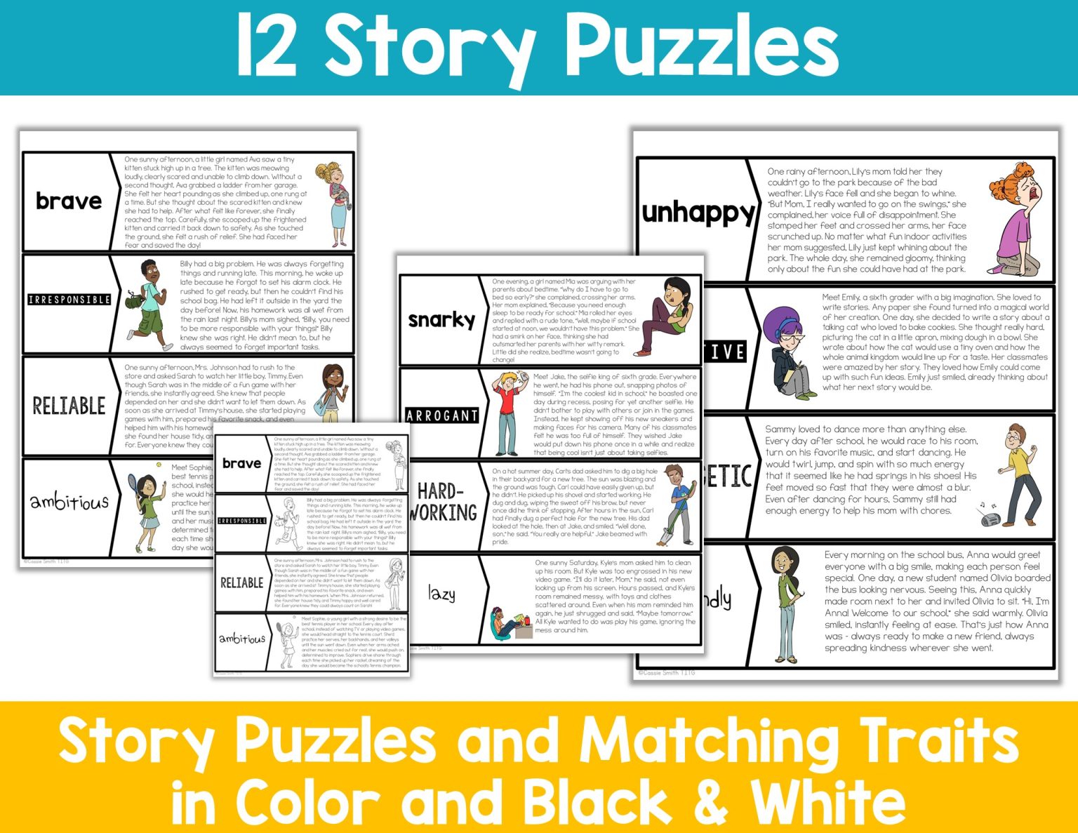 Character Traits Worksheets and Activities Comparing Characters ...