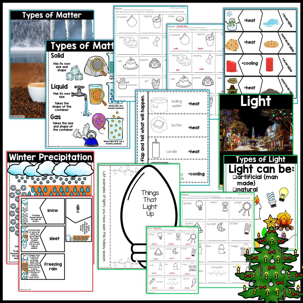 Christmas Science Worksheets No Prep Plants Animals Matter Winter ...