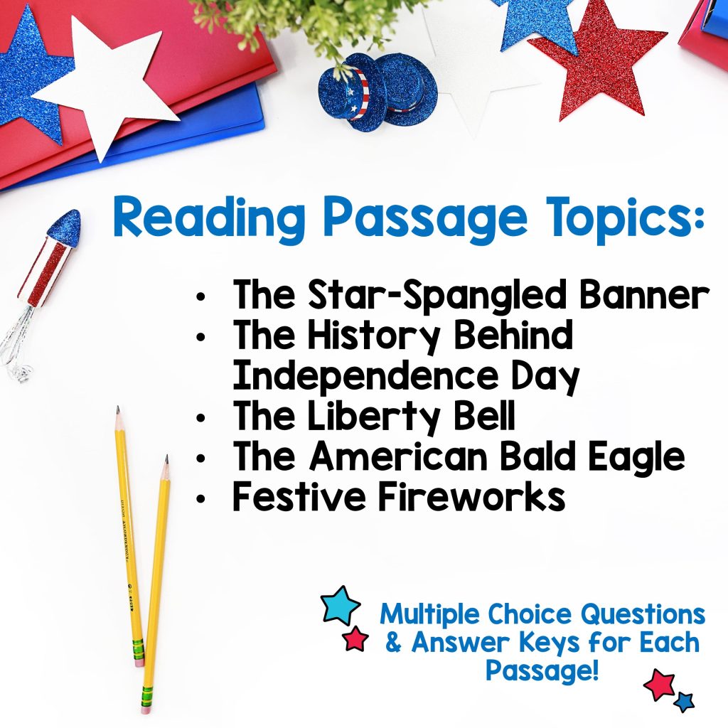 4th of July Summer Reading Passages With Comprehension Questions ...