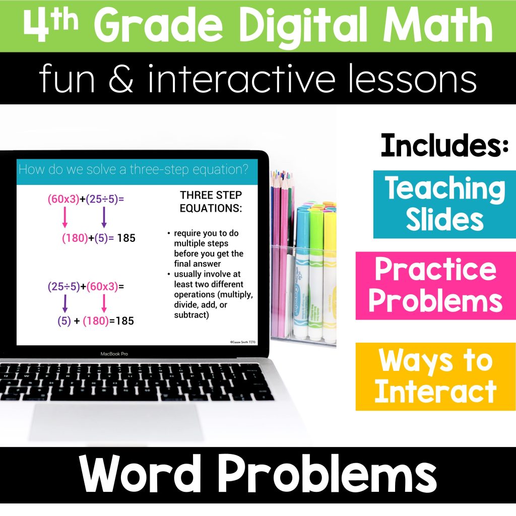 4th Grade Guided Math -Digital Math Unit 6 Word Problems - Thrifty in ...