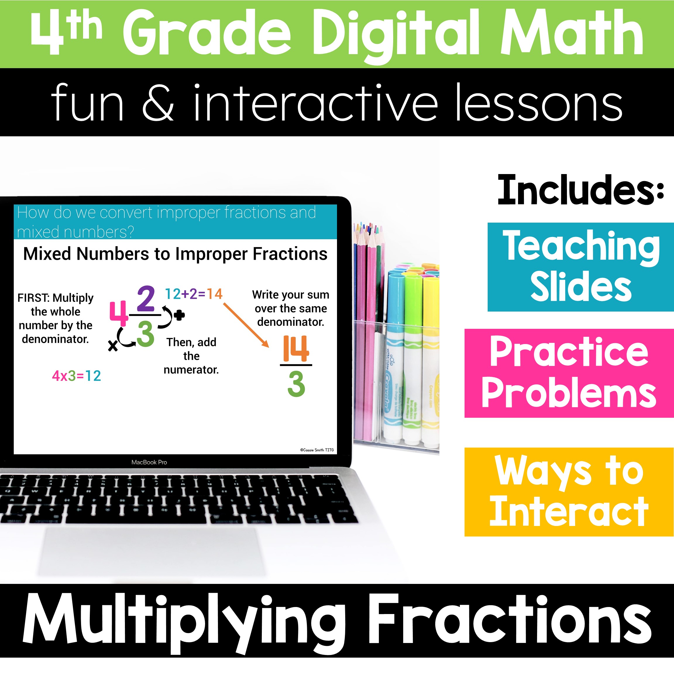4th Grade Guided Math -Digital Math Unit 10 Multiplying Fractions ...