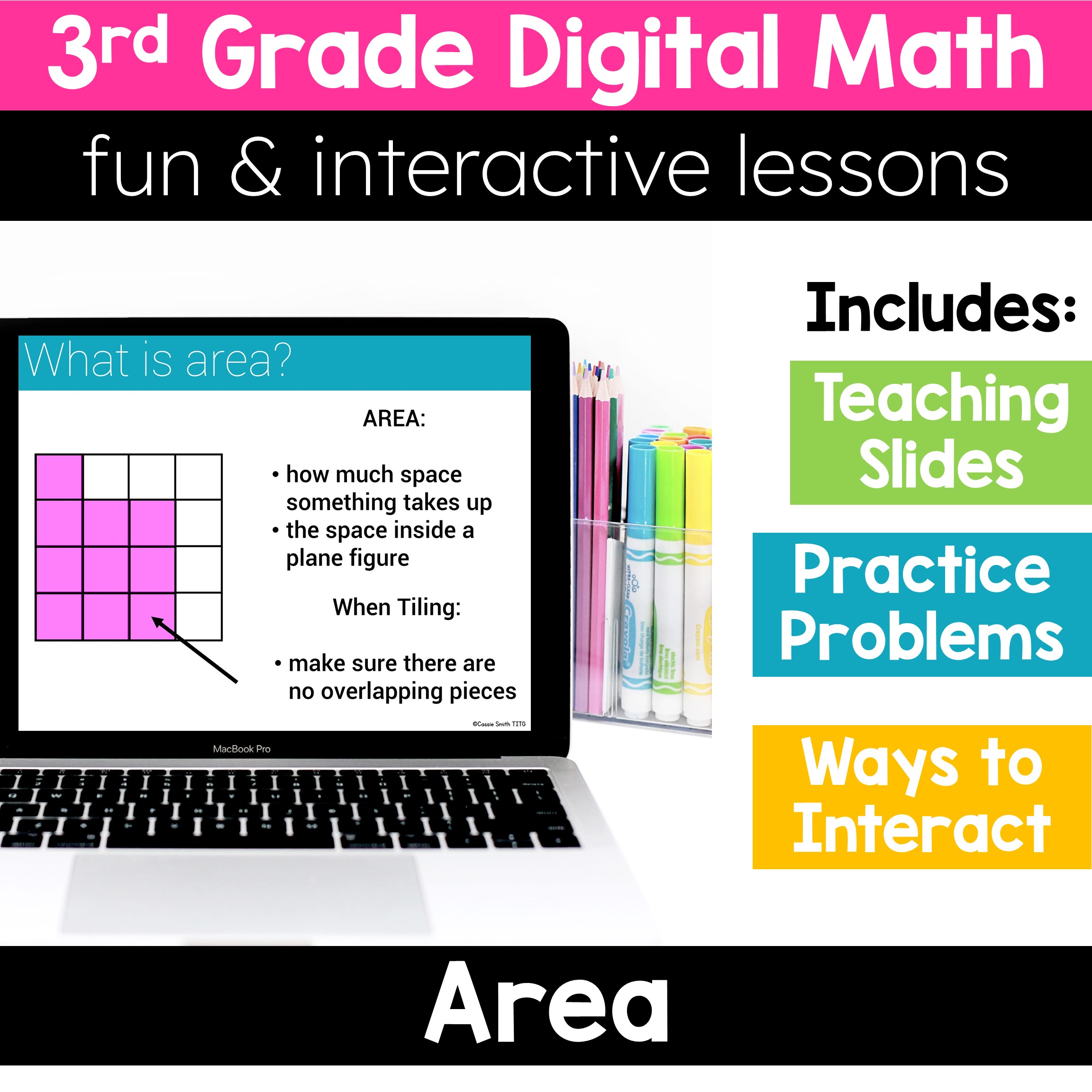 3rd Grade Guided Math -Digital Math Unit 14 Area - Thrifty in Third Grade