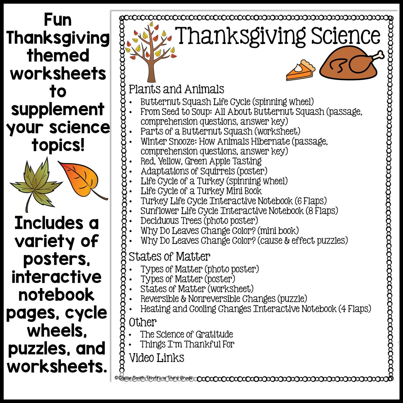 Thanksgiving Science Worksheets No Prep Acitivities - Thrifty in Third ...