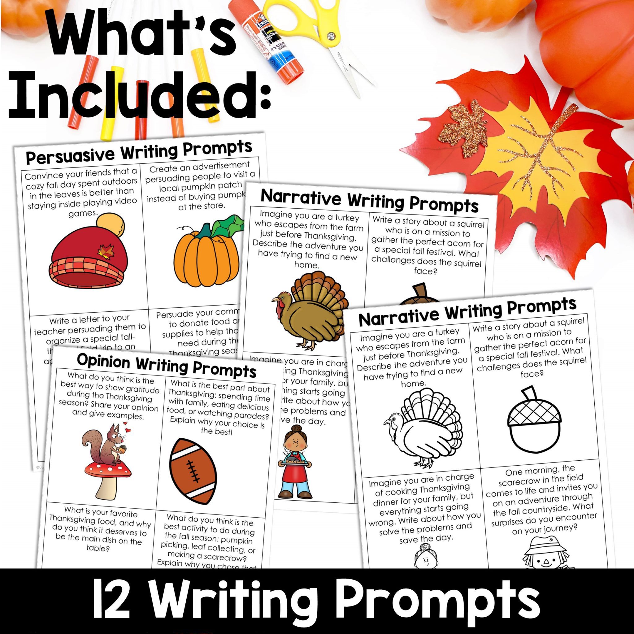 Thanksgiving ELA Worksheets Reading Comprehension Writing Prompts ...