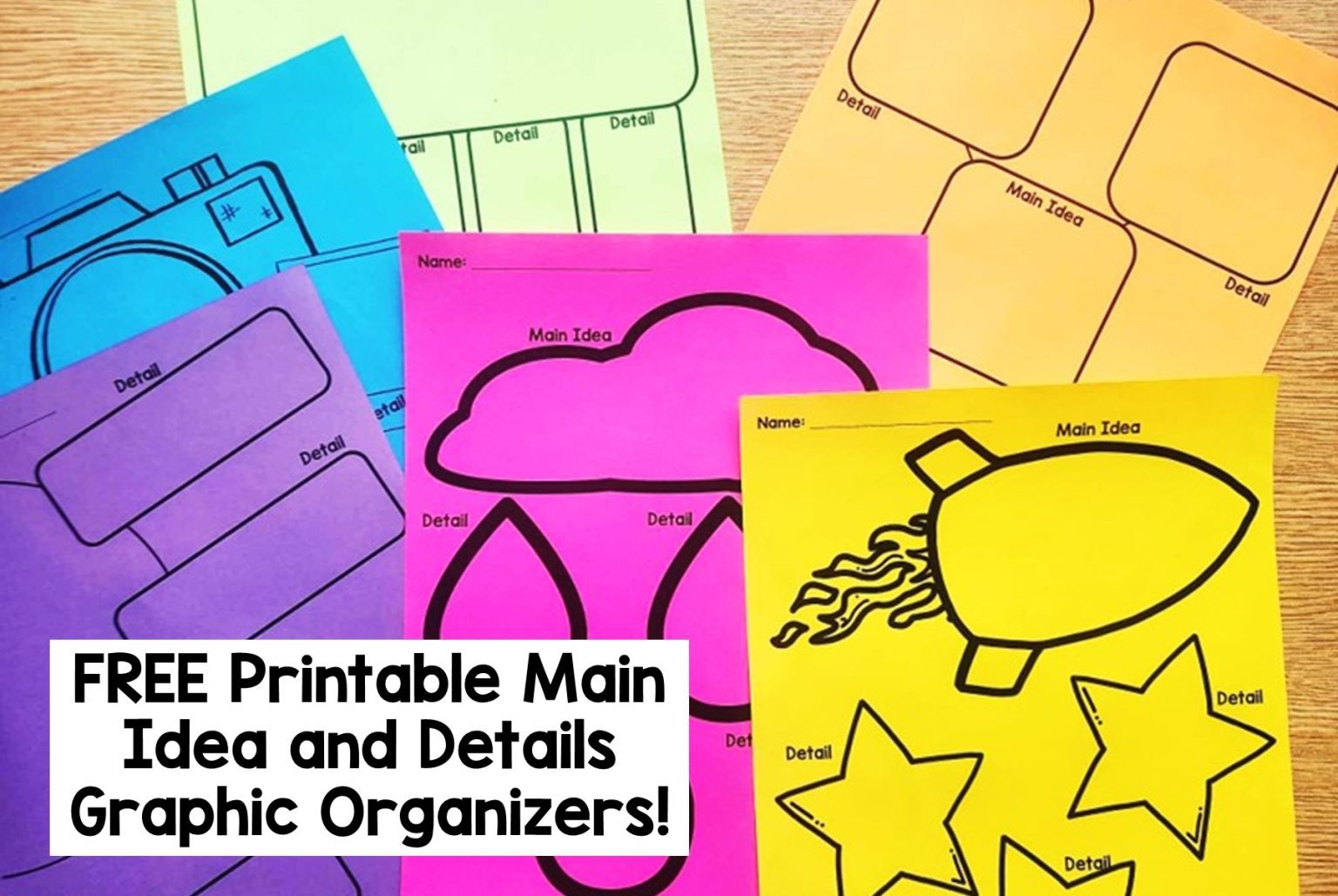 10 Main Idea & Details Graphic Organizers FREE Printable! - Thrifty in ...